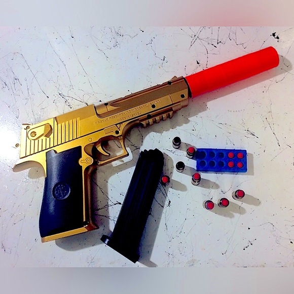 desert eagle | Toys | Toy Gun Soft Bullets Shell With Magazine Gold ...